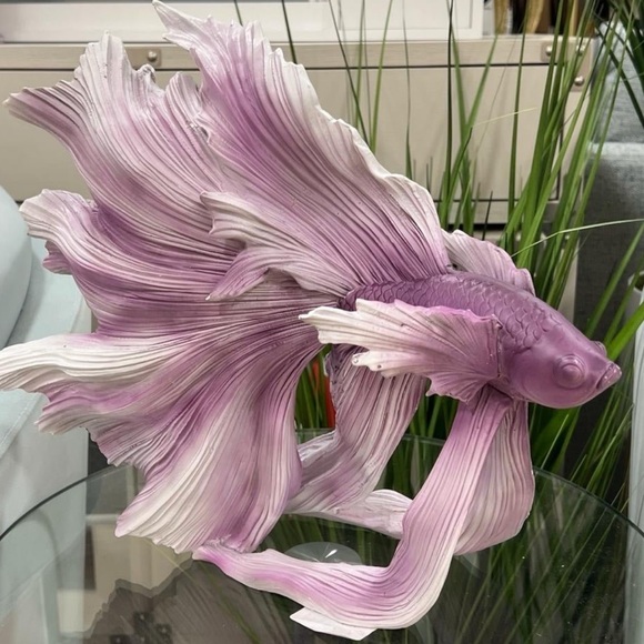 Accents | Lovely Betta Fish Purple Sculpture Figure Coastal Decor ...